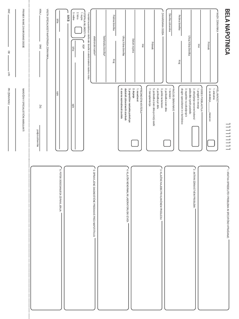 Bela Napotnica - Vzorec | PDF