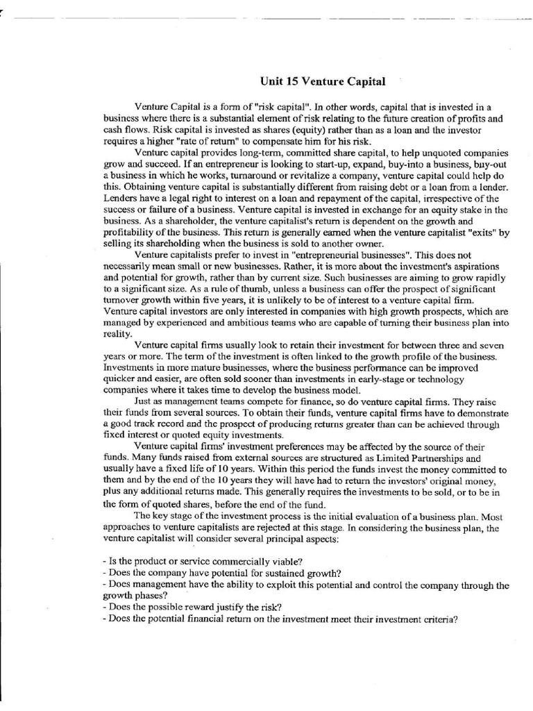 Venture Capital | PDF