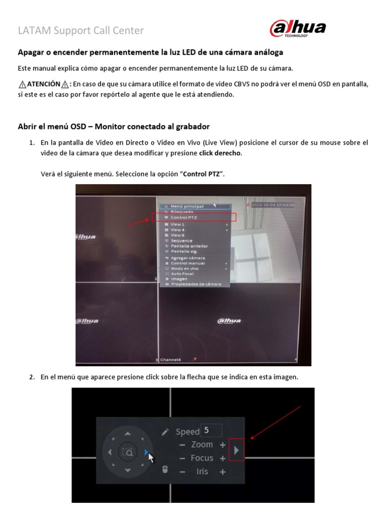 Guía: Control de Luz LED en Cámaras | PDF