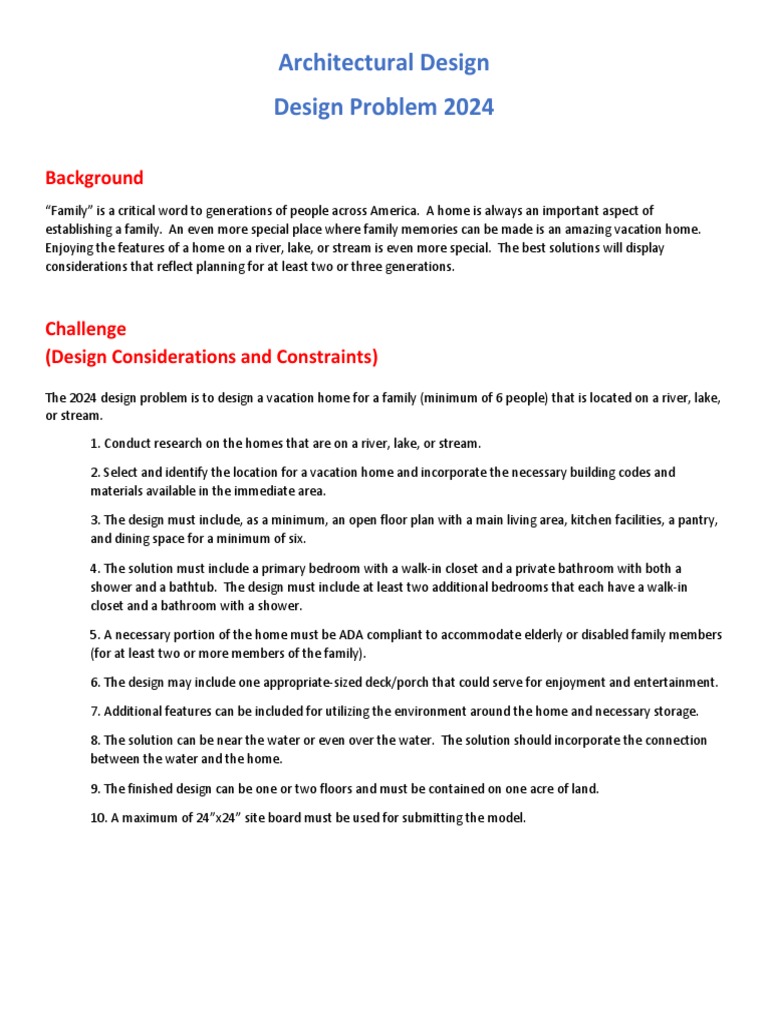 Architectural Design 2024 Design Problem - Themes and Problems - Revised | PDF
