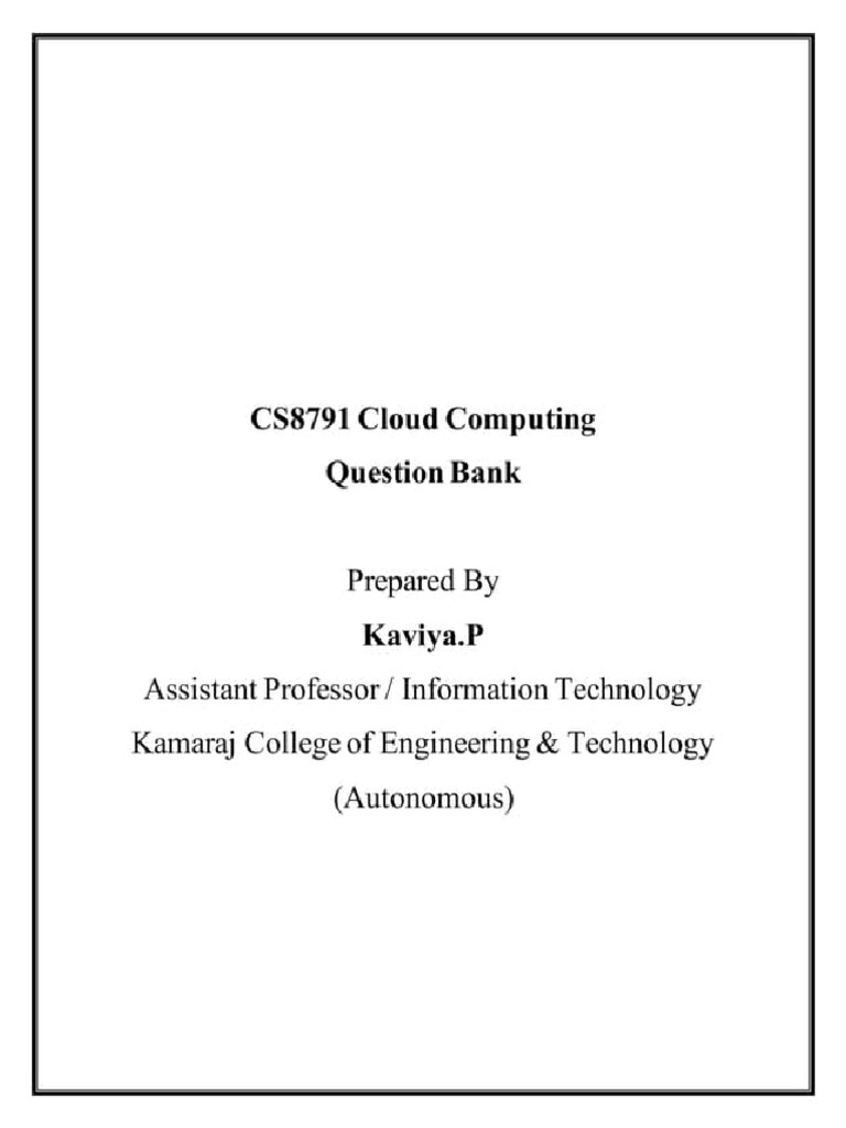 Cloud Computing 2 Mark | PDF