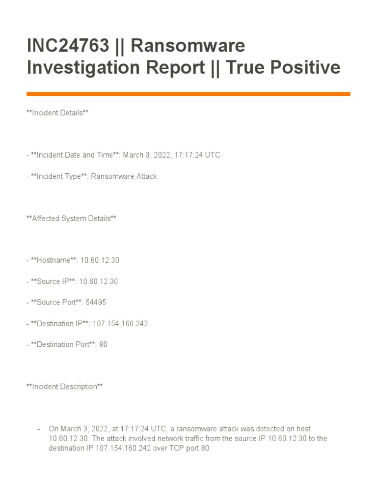 Ransomware Investigation Report | PDF | Ransomware | Computer Security