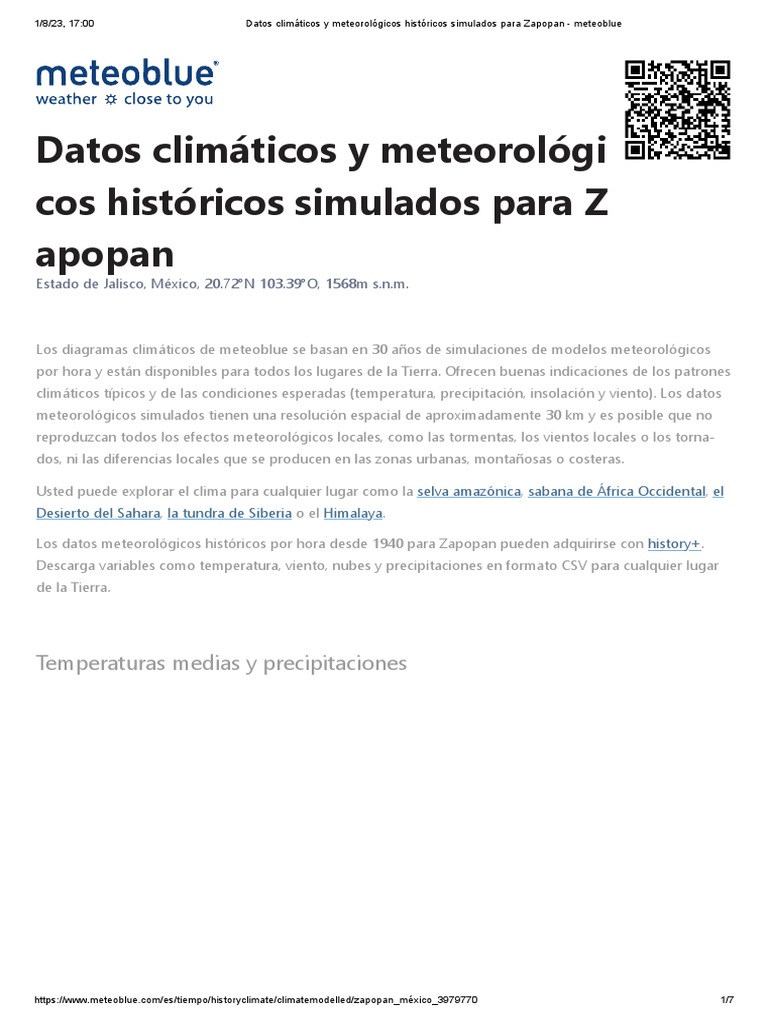 Datos Climáticos y Meteorológicos Históricos Simulados para Zapopan ...