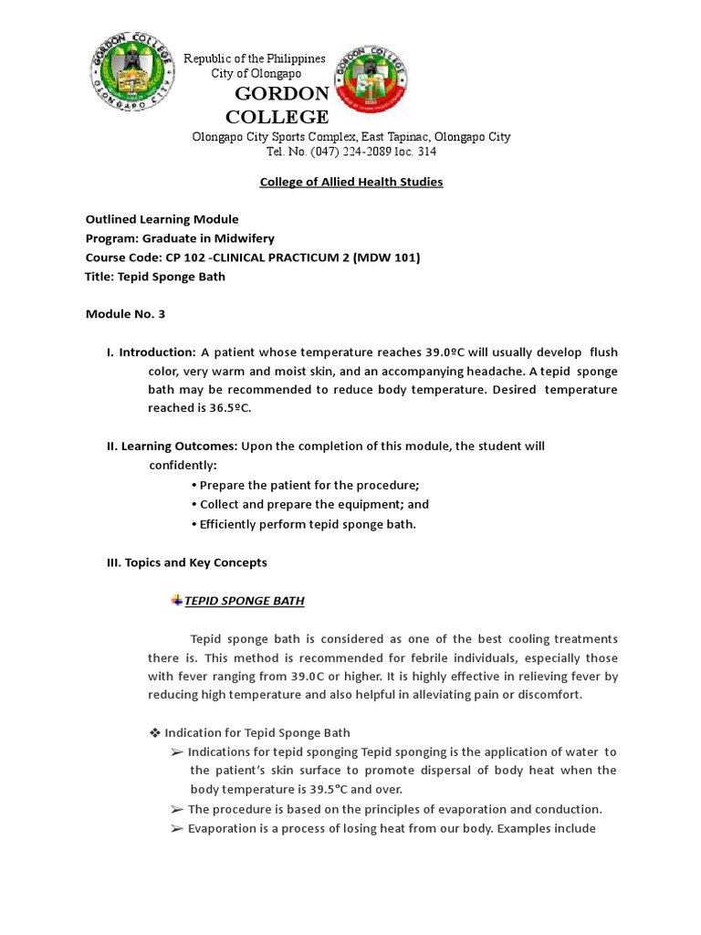 3 CP Tepid Sponge Bath | PDF | Fever | Water