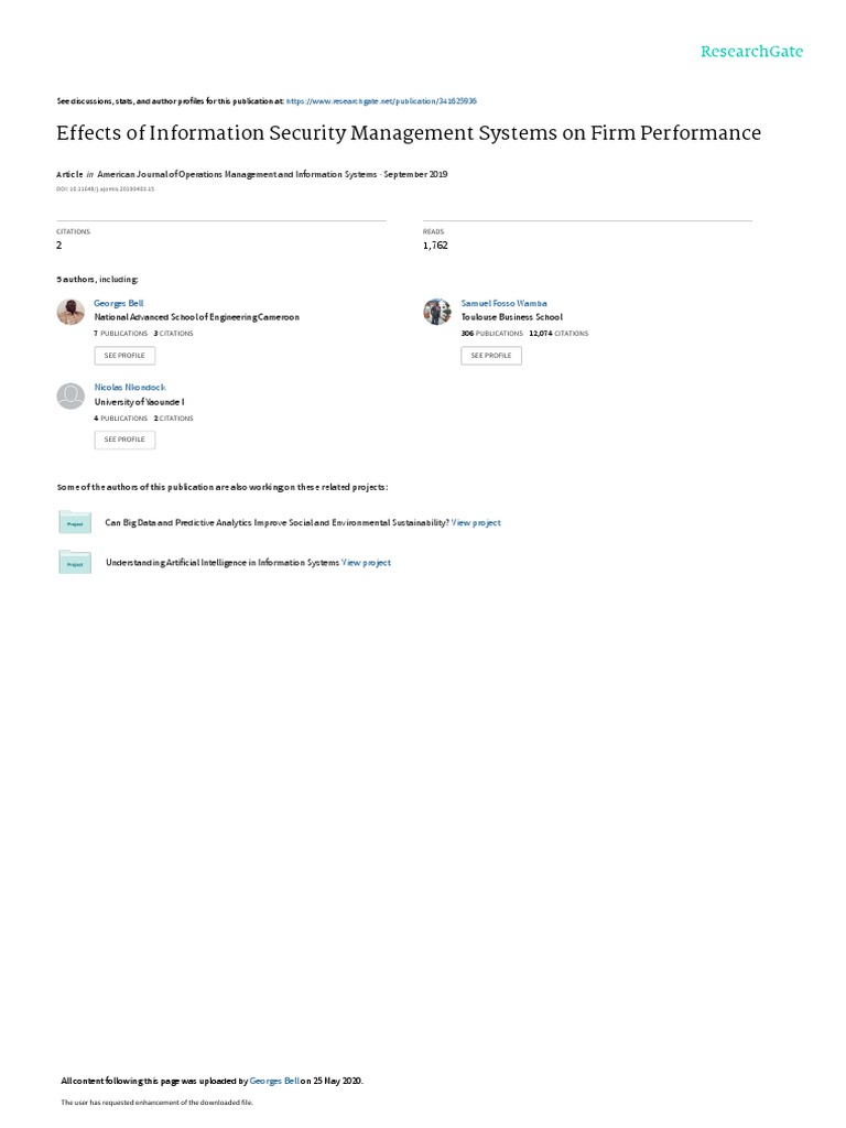 Effects of Information Security Management Systems On Firm Performance ...