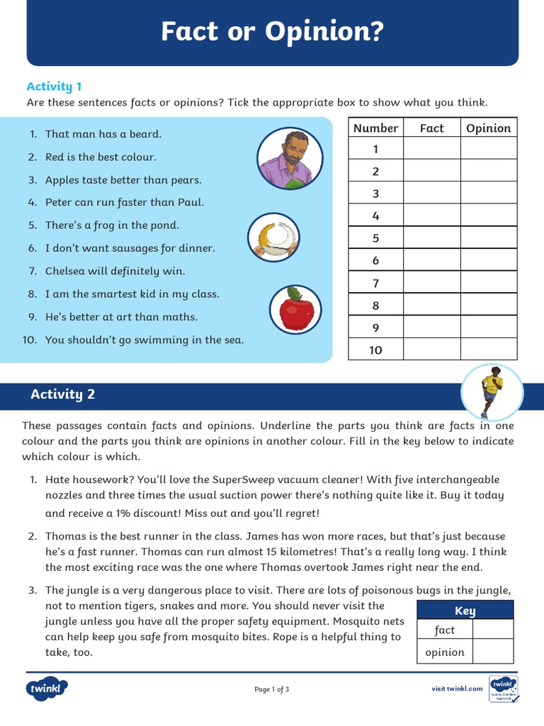 13 t2 e 181 Fact or Opinion Worksheets ks2 - Ver - 4 | PDF