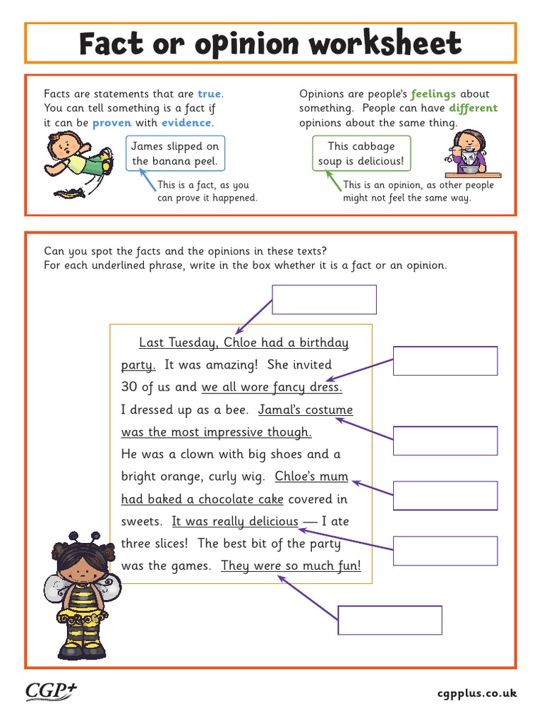 Fact vs Opinion Worksheet Guide | PDF