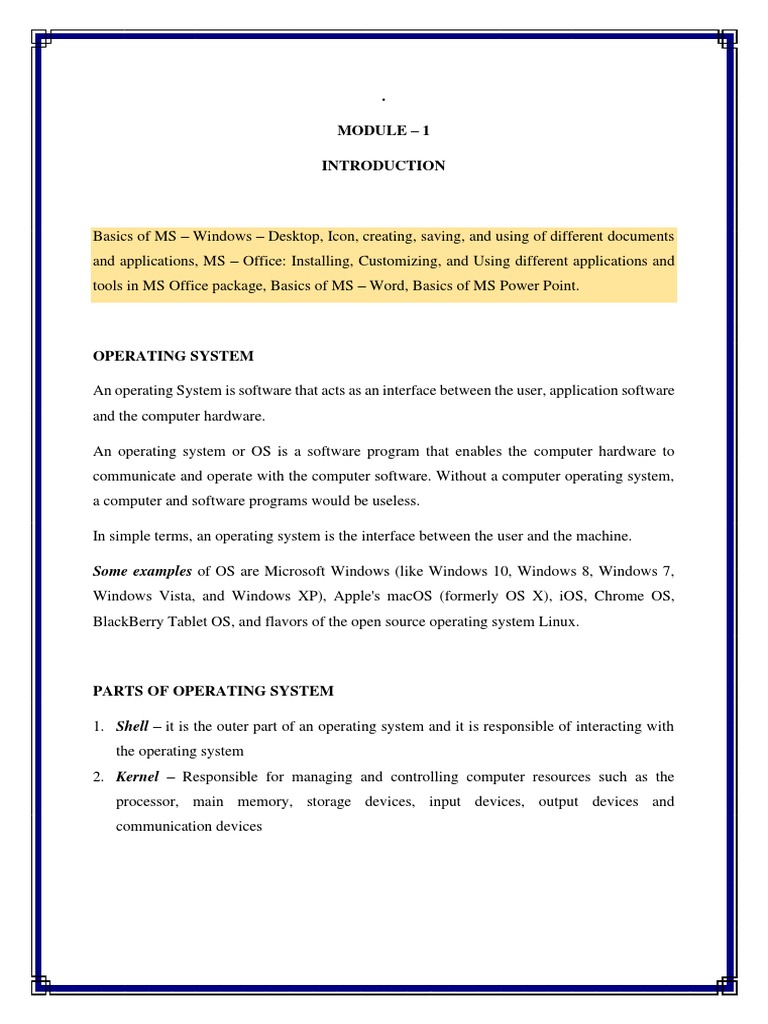 Unit 01-1 | PDF | Operating System | Microsoft Office