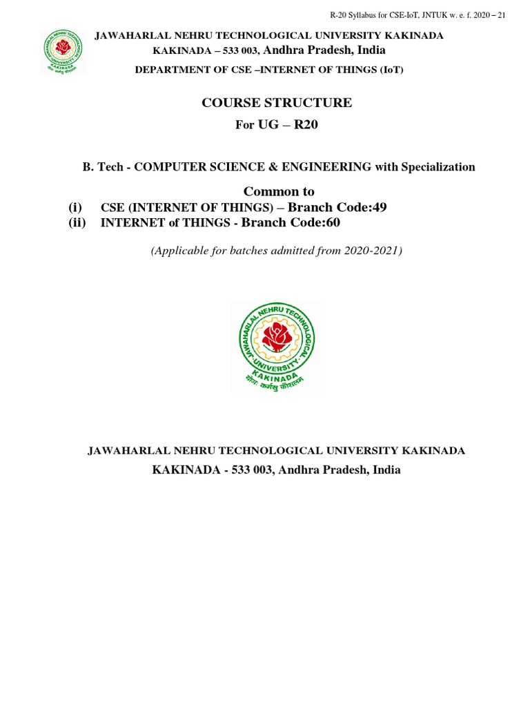 CSE - IOT - R20 Course Structure | PDF | Internet Of Things | Computer ...