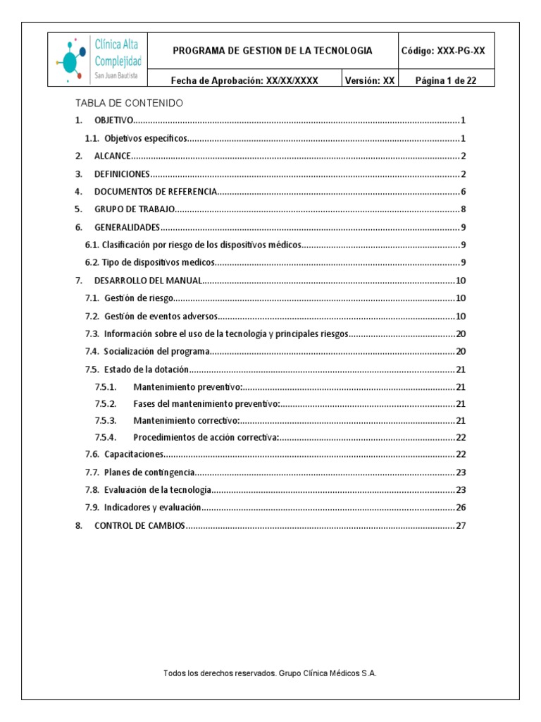 Programa Gestion de La Tecnologia | PDF | Dispositivo médico ... Programa Gestion de La Tecnologia | PDF | Dispositivo médico ...