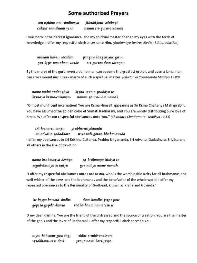 Some Autorized Prayers | PDF | Krishna | Hinduism