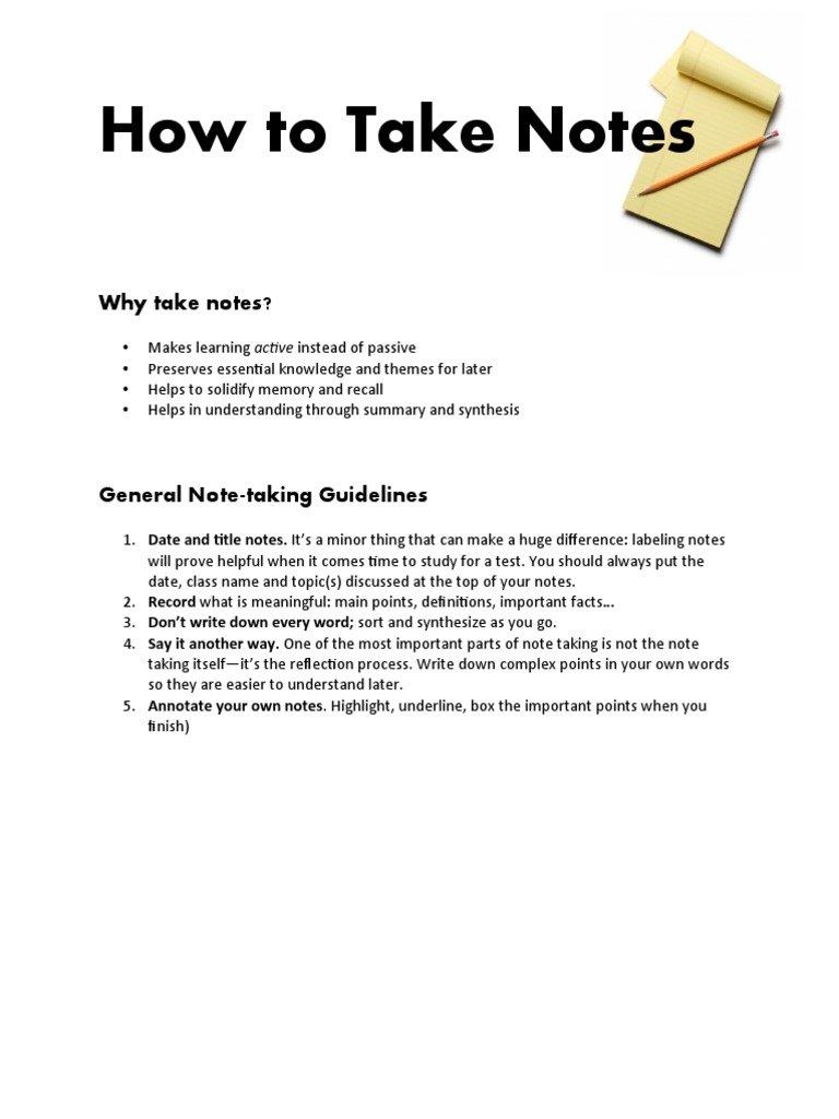Howto Take Notes | PDF