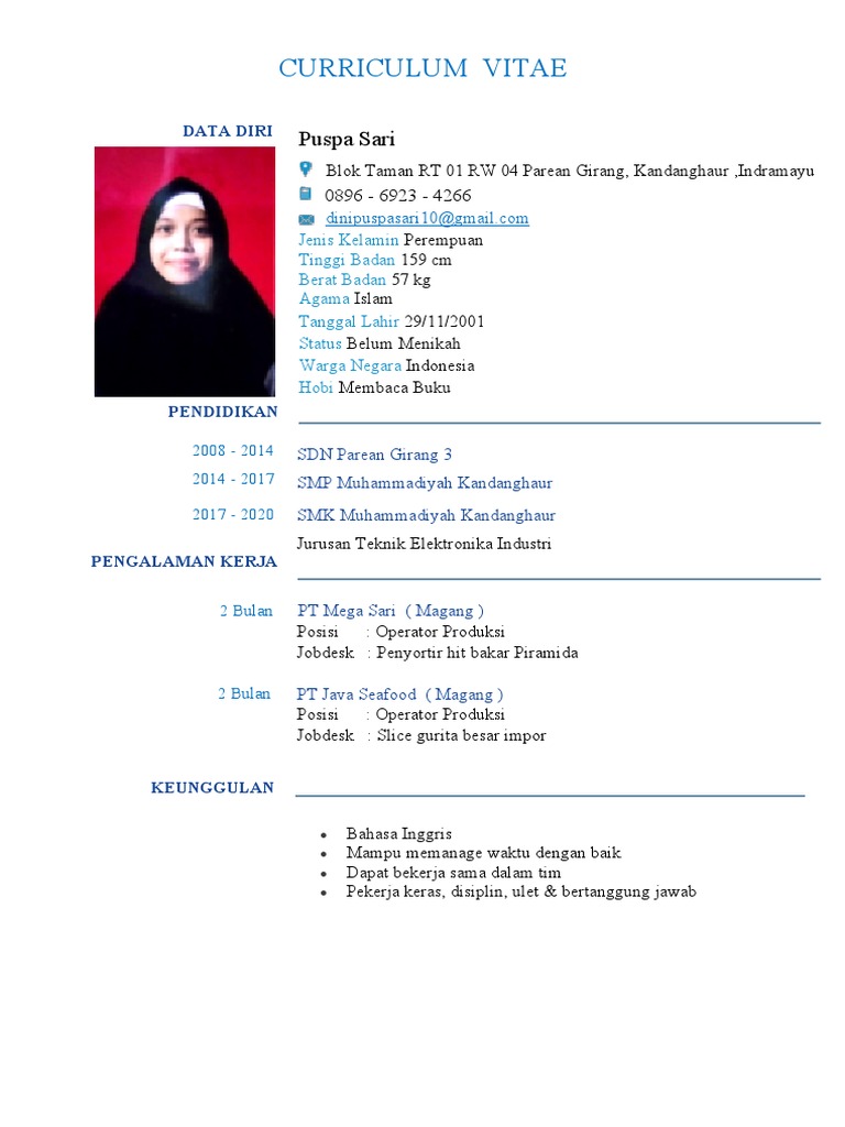 1692869672237-CV Puspa Sari | PDF