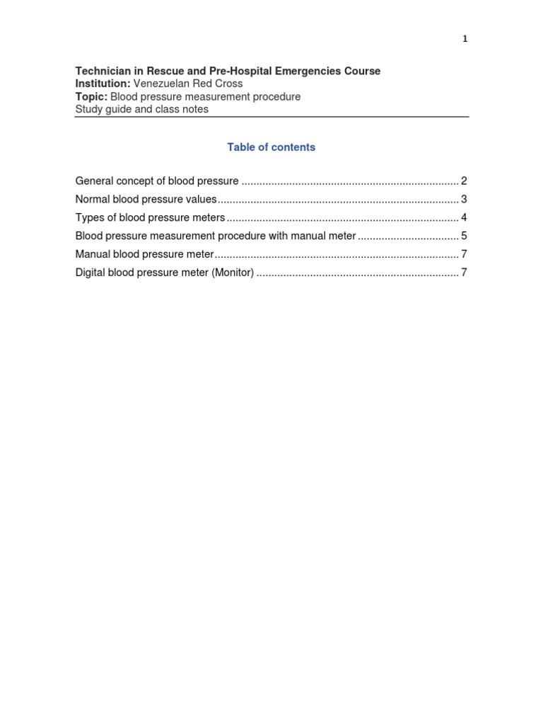 Blood Preasure Measurement Procedure | PDF | Blood Pressure ...