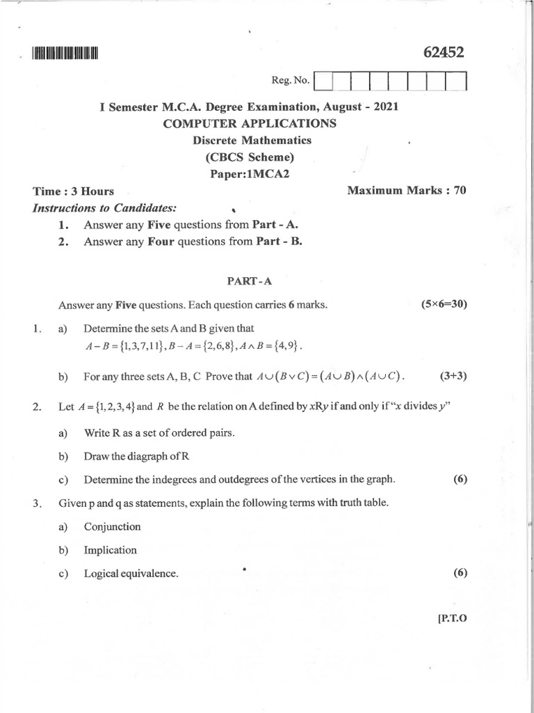 1mca2 Discrete Mathematics | PDF