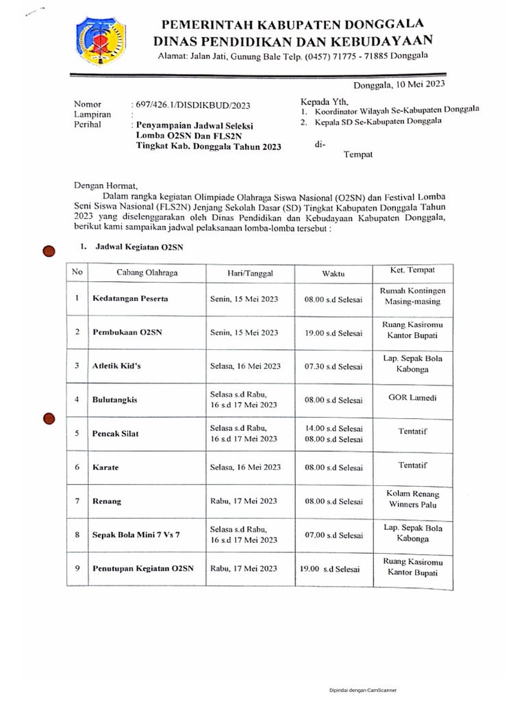 Jadwal Lomba-Lomba O2sn Dan FLS2N | PDF Jadwal Lomba-Lomba O2sn Dan FLS2N | PDF