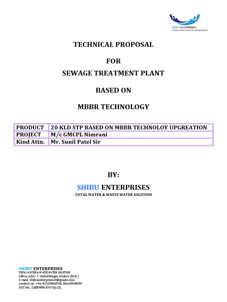 20 KLD STP Upgreation PROPOSAL-GMCPL | PDF | Sewage Treatment | Hydrology