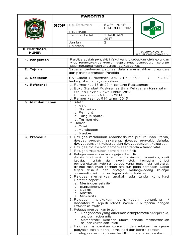 Sop Parotitis | PDF | Kesehatan Holistik