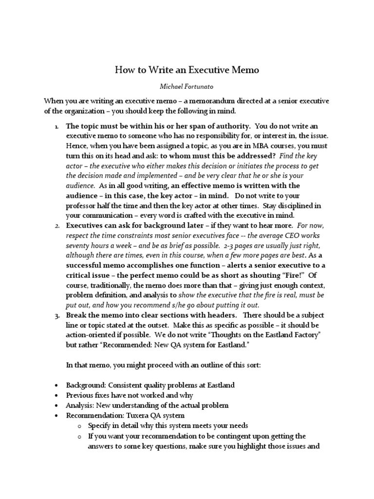 Writing Effective Executive Memos | PDF | Memorandum