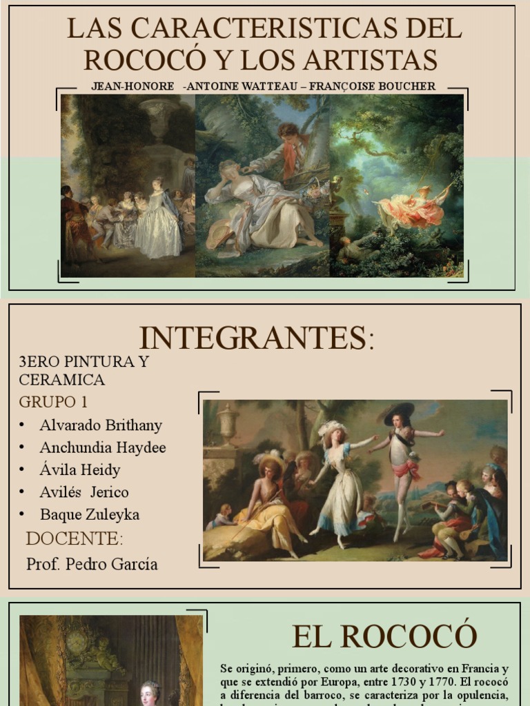 Las Caracteristicas Del Rococo y Los Artistas - Grupo 1 | PDF | Pinturas | Barroco