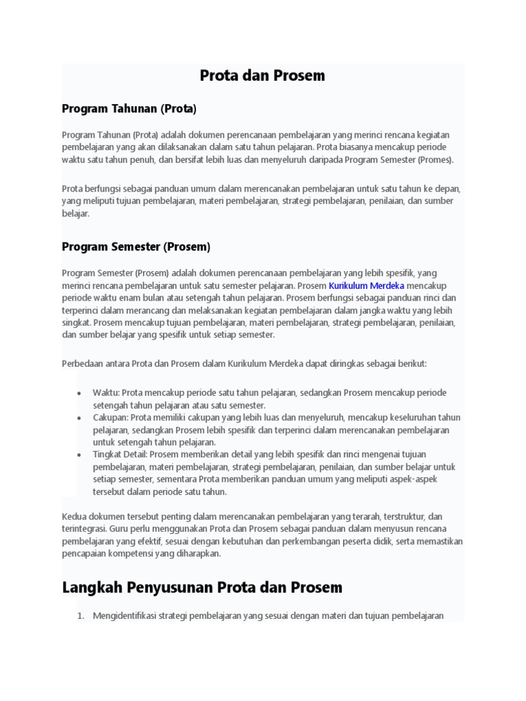 Prota Dan Prosem | PDF