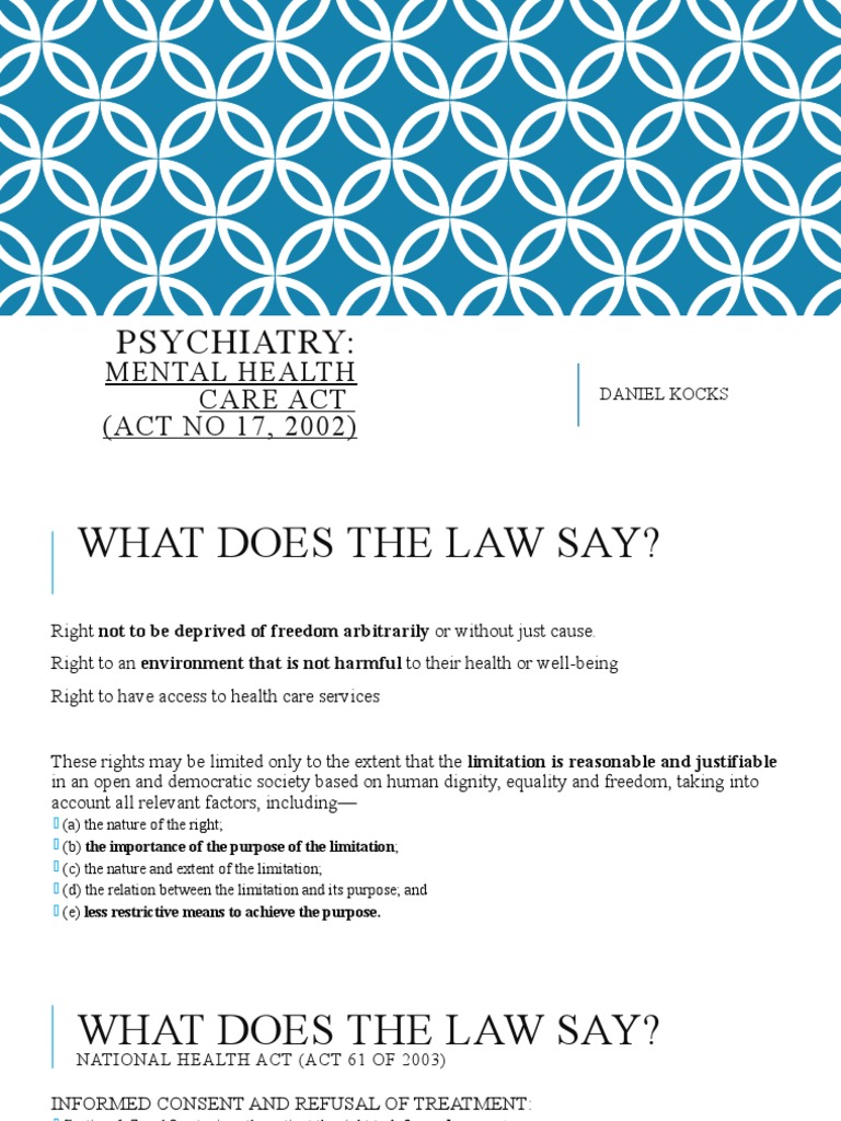 MHCA and Intro To Ethics | PDF | Informed Consent | Psychiatry