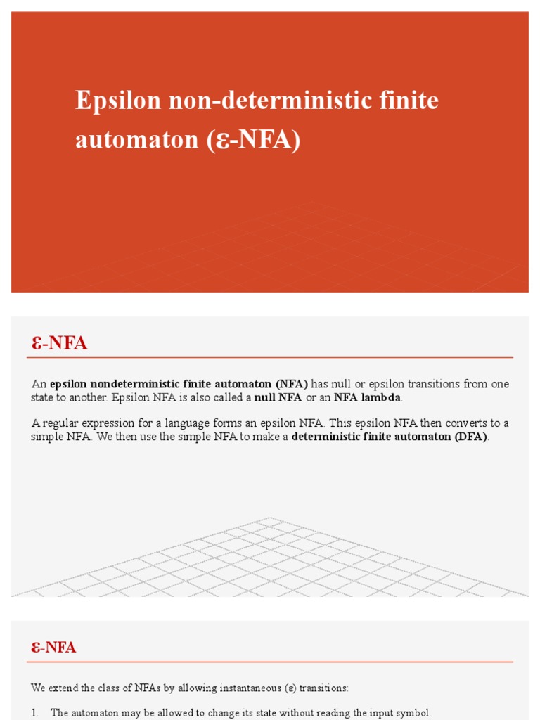 Epsilon Non-Deterministic Finite Automaton (Ε-NFA) | PDF