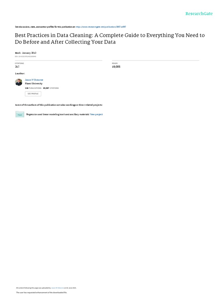 2009 Data Cleaning | PDF | Robust Statistics | Errors And Residuals