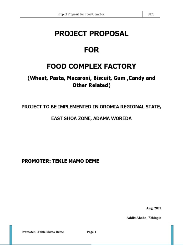 Food Complex Project Proposal in Adama | PDF | Chocolate | Breads