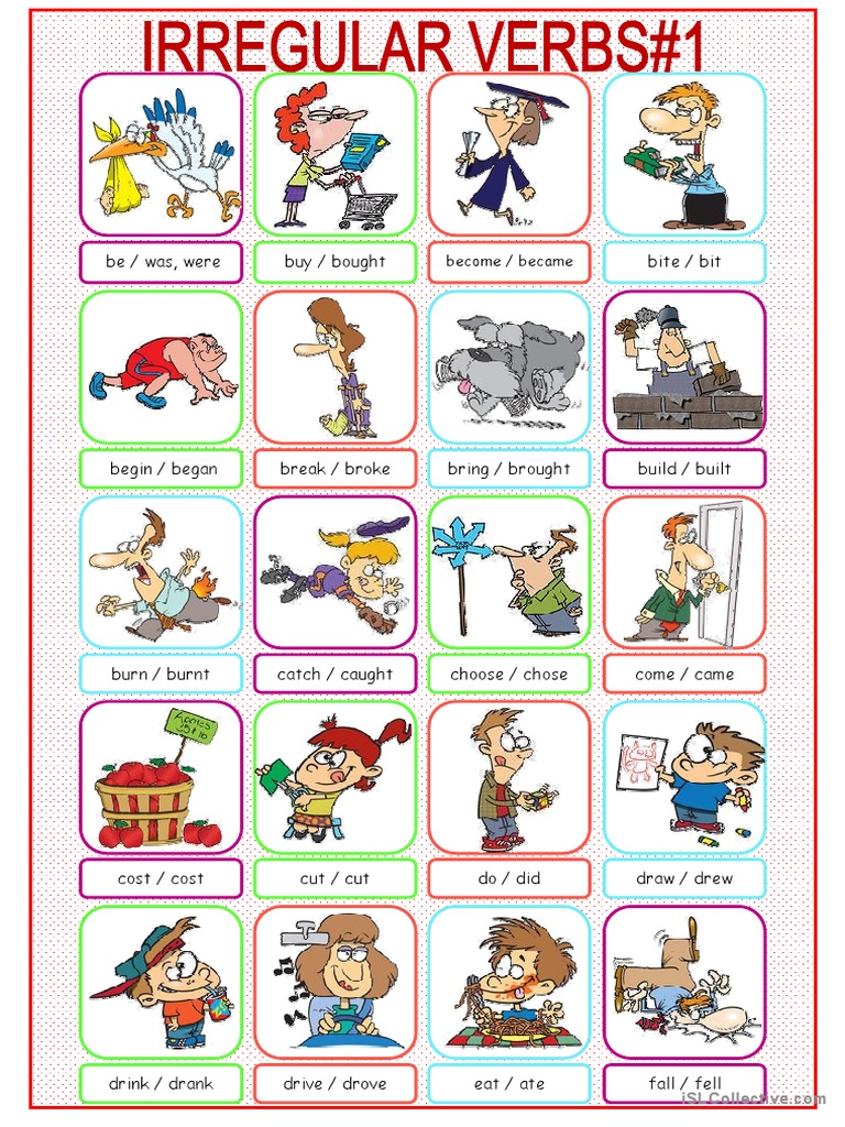 Irregular Verbs Picture Dictionary#1 | PDF