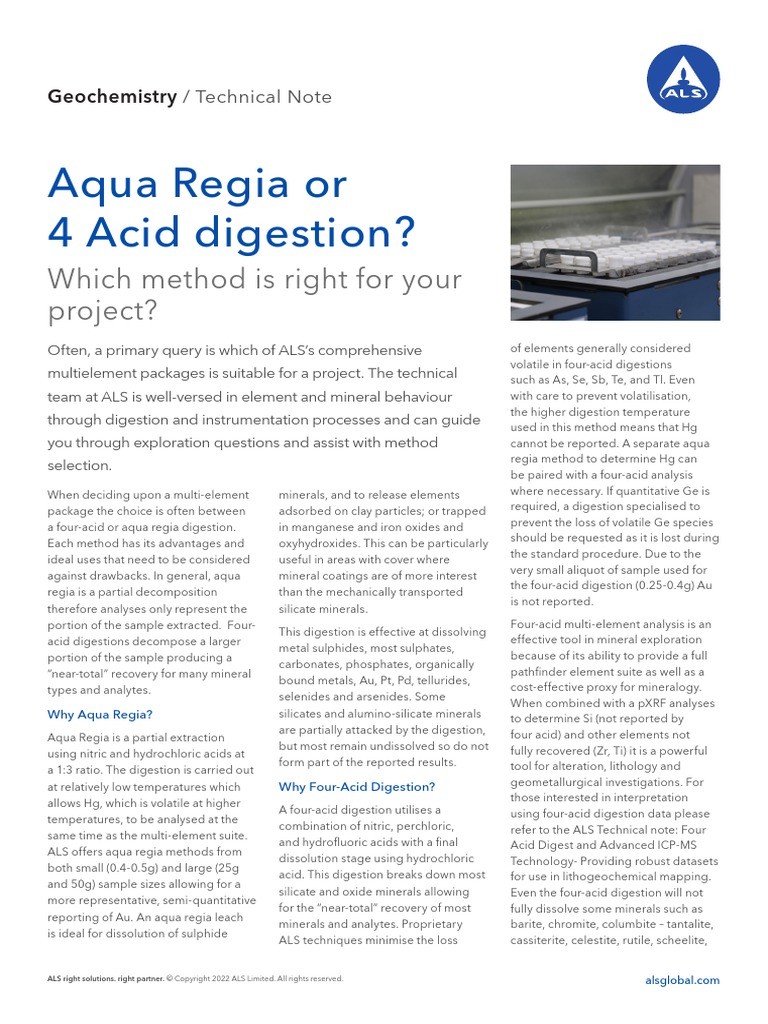 ALS Aqua Regia To 4 Acid (Tech Note Rev1.00) | Download Free PDF ...