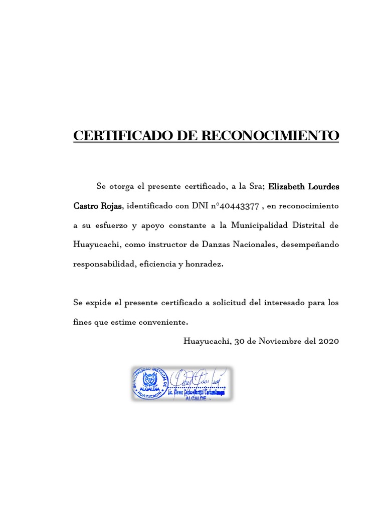 Certificado Ely | PDF