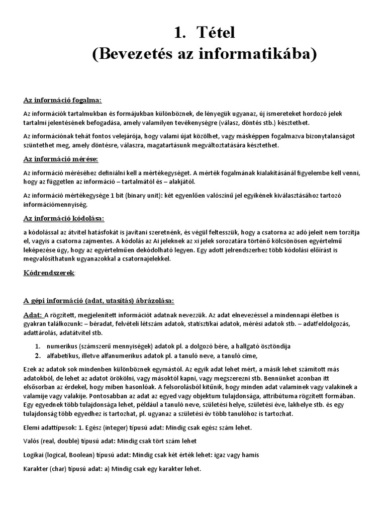 Tétel - B | PDF