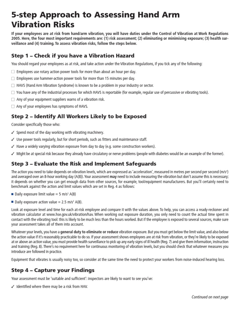 Hand Arm Vibration Risks | PDF | Risk | Occupational Safety And Health