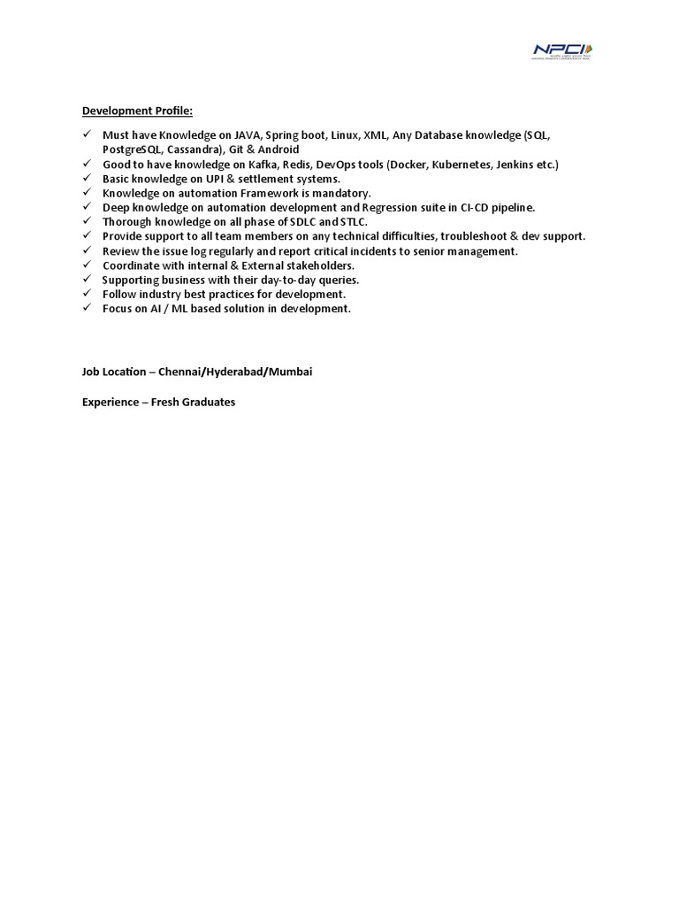 Job Description - Development Resource | PDF