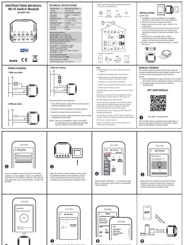 Wi-Fi Switch Module Instruction Manual | PDF | Wi Fi | Mobile App