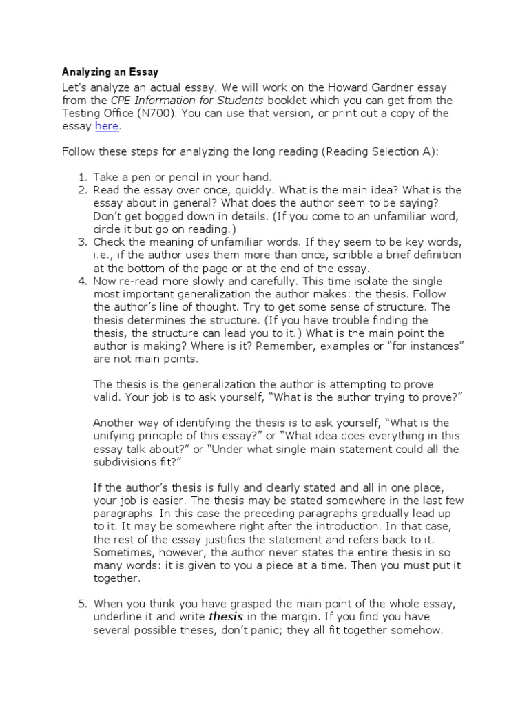 Analyzing An Essay | PDF | Essays | Paragraph