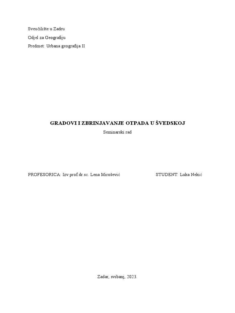 Gradovi I Zbrinjavanje Otpada U Švedskoj 1 | PDF