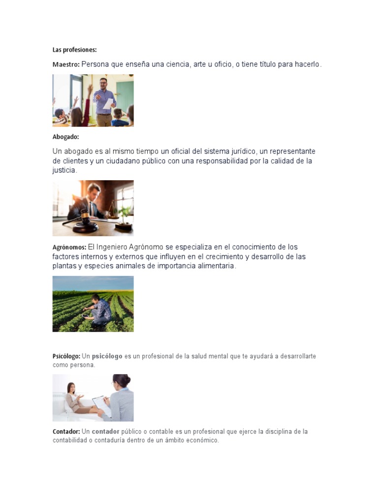 Profesiones para Niños de Primaria | PDF