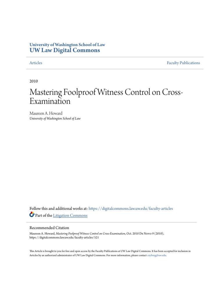 Mastering Foolproof Witness Control On Cross-Examination | PDF ...