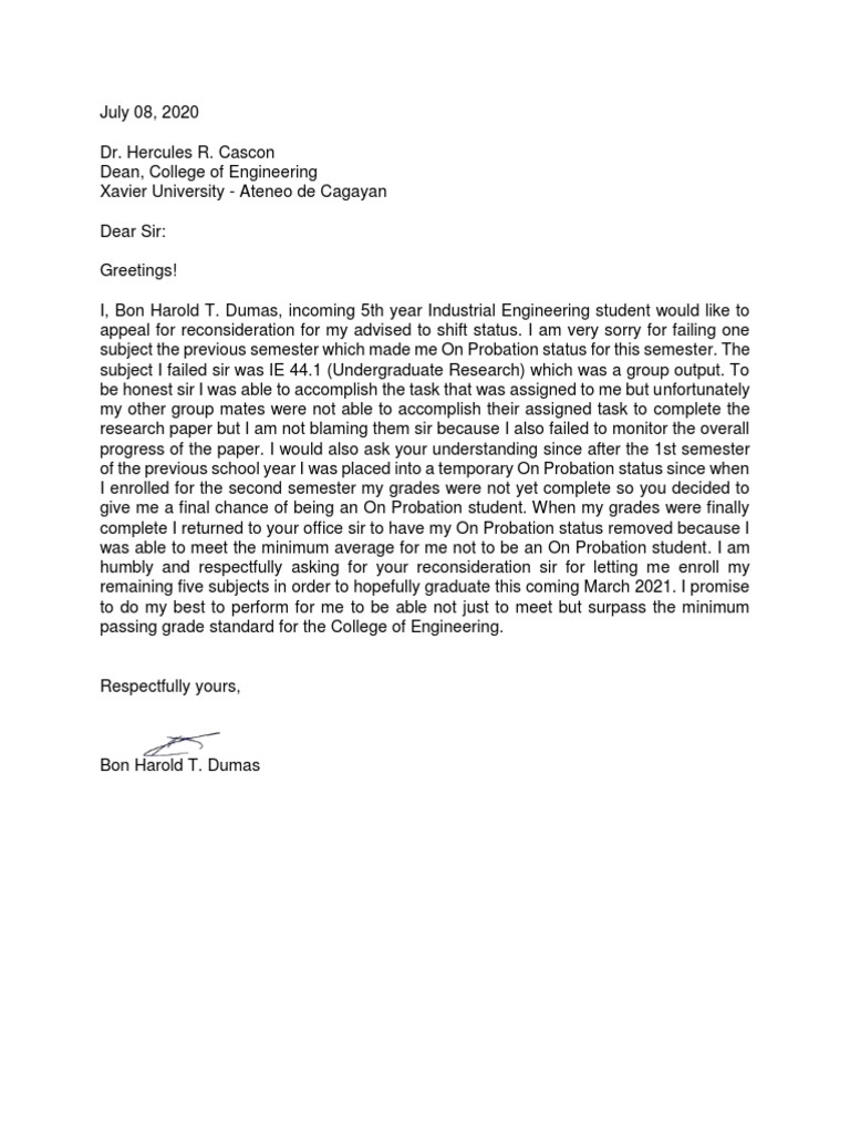 Letter For Reconsideration | PDF