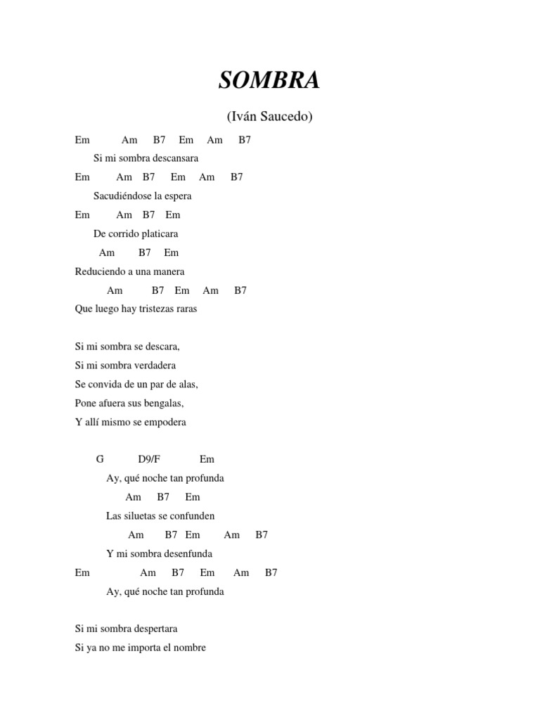 SOMBRA (Con Acordes) | PDF