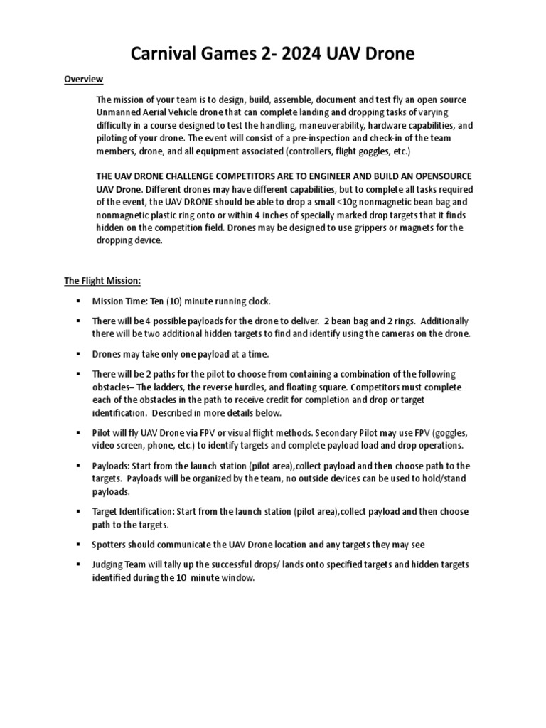 Uav Drone Carnival Games 2 2024 | PDF | Unmanned Aerial Vehicle | Aviation