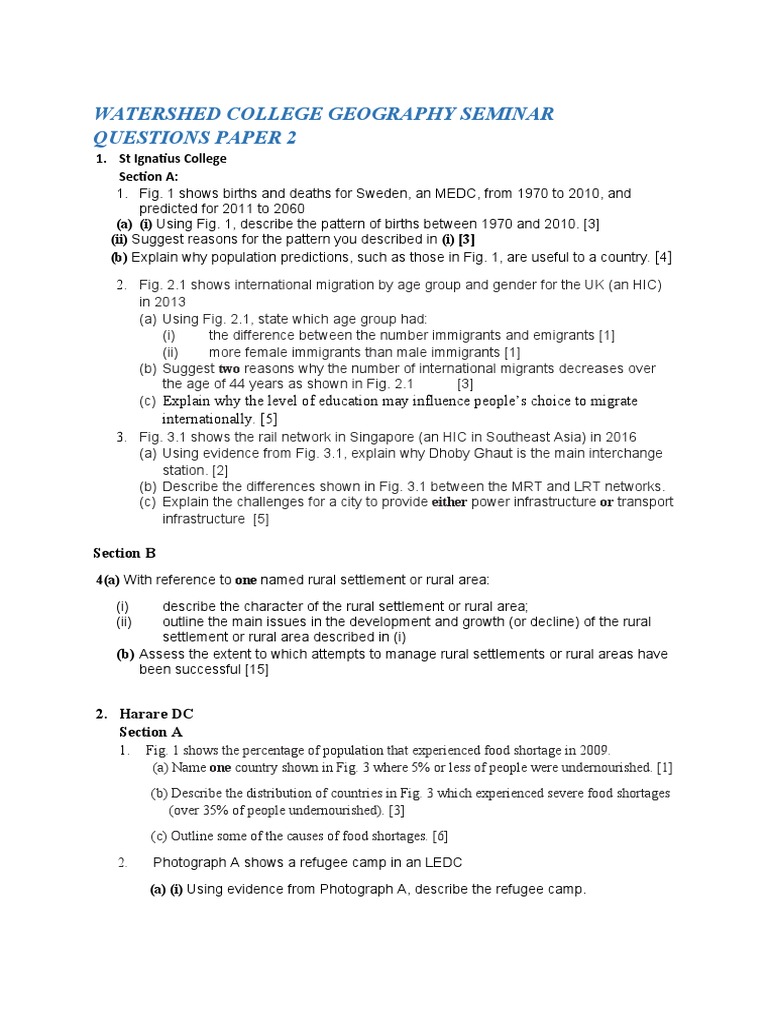 Geography Seminar Questions on Population Dynamics | PDF | Immigration ...