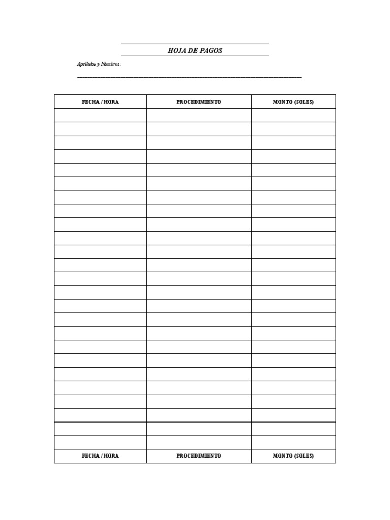 HOJA DE PAGOS (1) | PDF