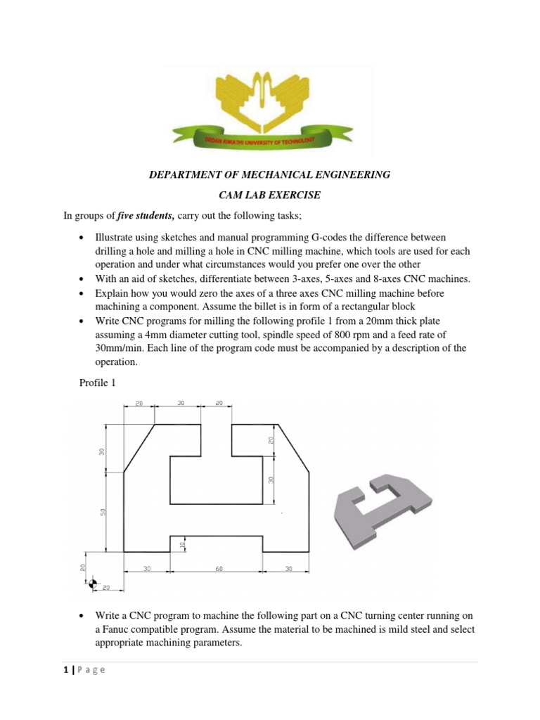 CNC Milling Lab Exercise Guide | PDF | Teaching Methods & Materials
