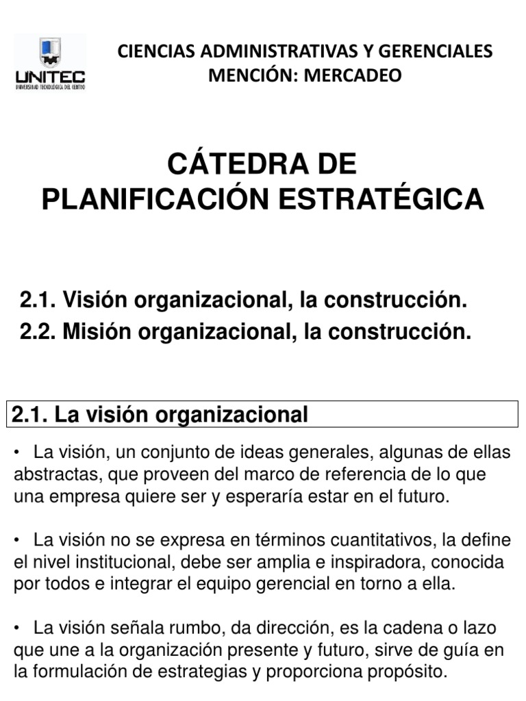 UNITEC - T2 - Vision y mision, construccion | PDF | Producto (Negocio ...