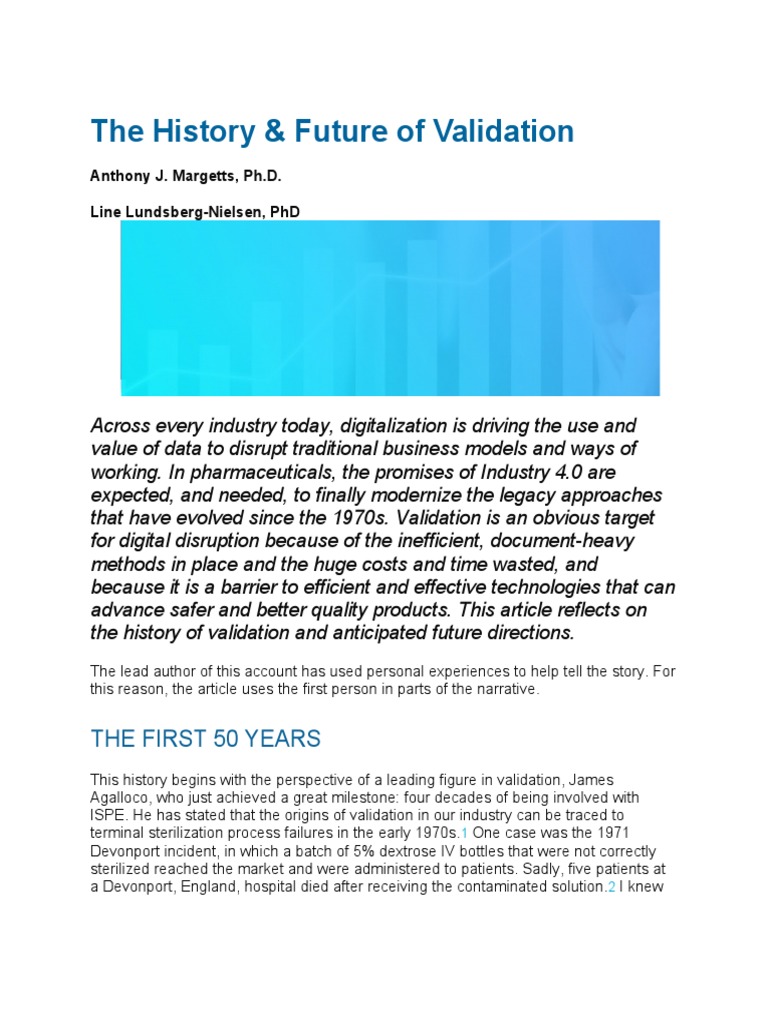 The History & Future of Validation | PDF | Verification And Validation | Production And ...