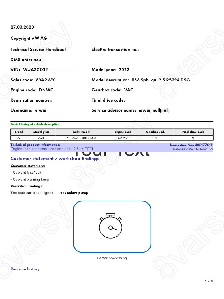 Water Pump Leak Tpi | PDF | Business | Technology & Engineering