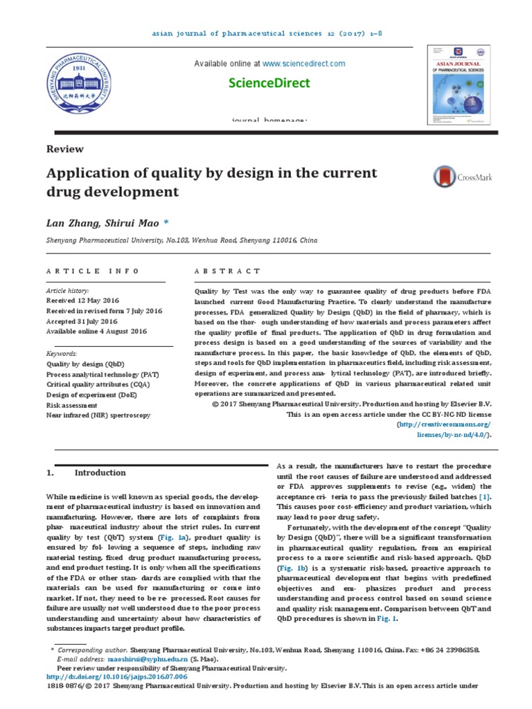 Application of Quality by Design in The Current Drug Development | PDF ...